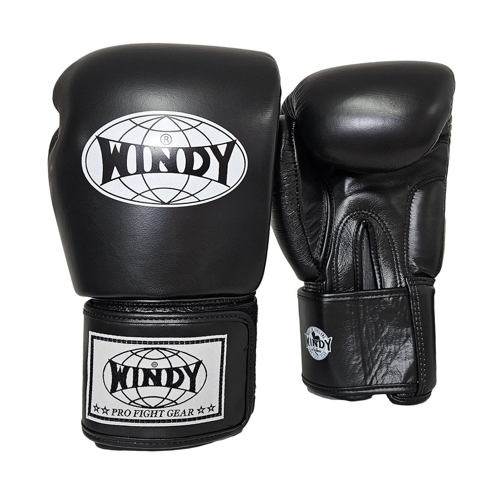 WINDY BOXING GLOVES BGVH LEATHER HOOK & LOOP BLACK – MSM FIGHT SHOP