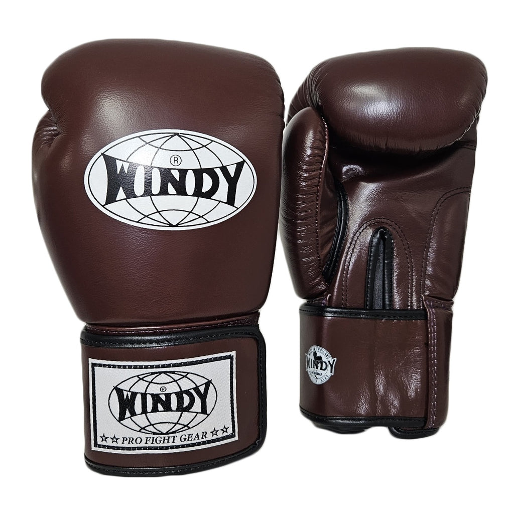 WINDY BOXING GLOVES BGVH LEATHER HOOK & LOOP MAROON BROWN – MSM FIGHT SHOP