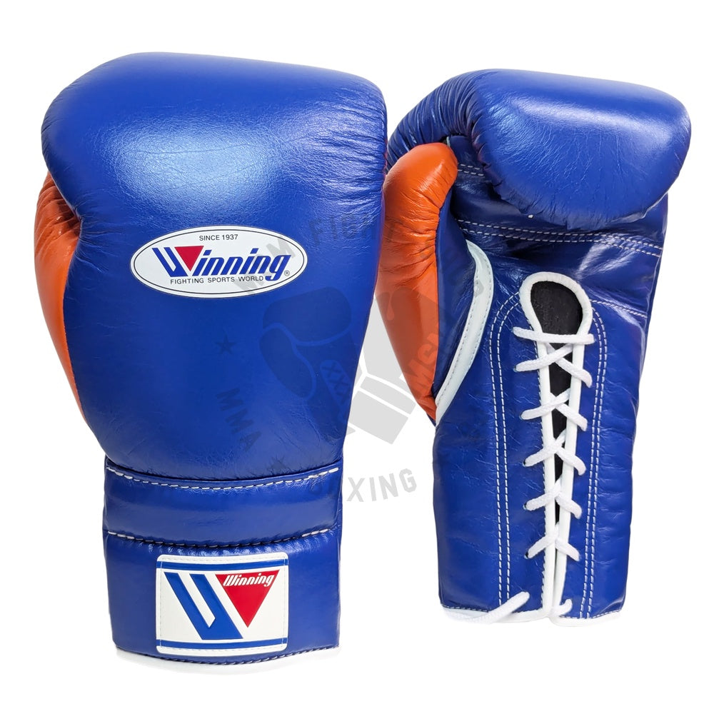 WINNING GLOVES CUSTOM LACE ROYAL BLUE/ORANGE – MSM FIGHT SHOP