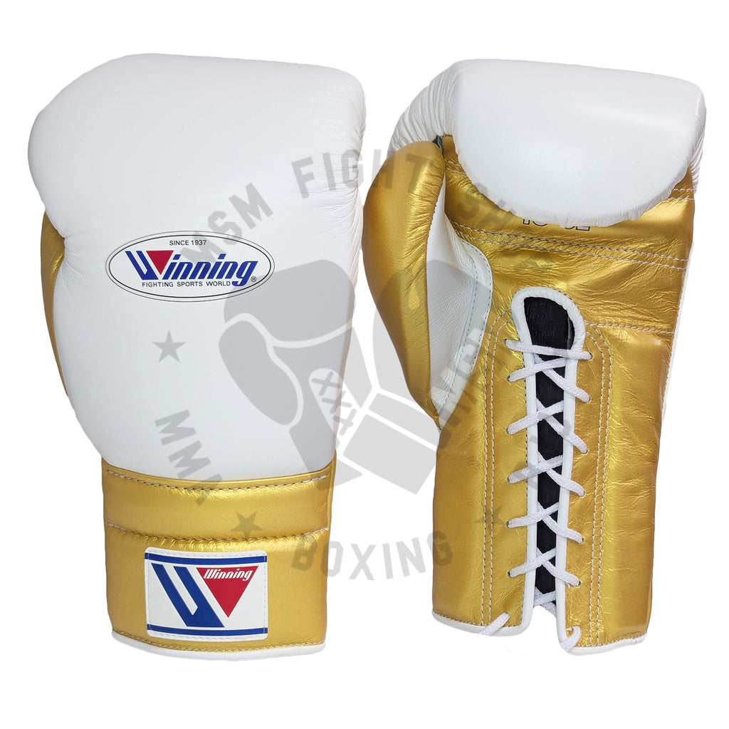 WINNING GLOVES CUSTOM LACE WHITE / GOLD – MSM FIGHT SHOP