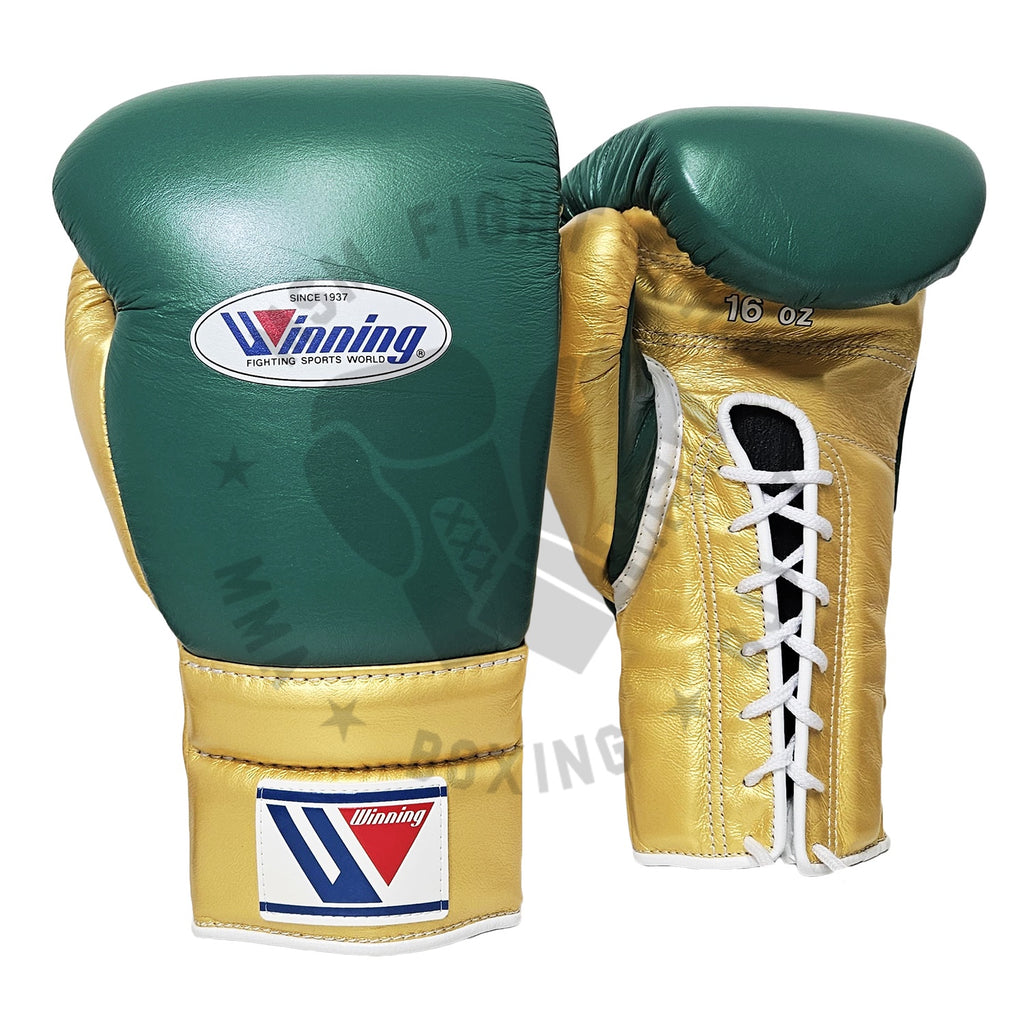 WINNING GLOVES CUSTOM LACE MINT GREEN / GOLD – MSM FIGHT SHOP