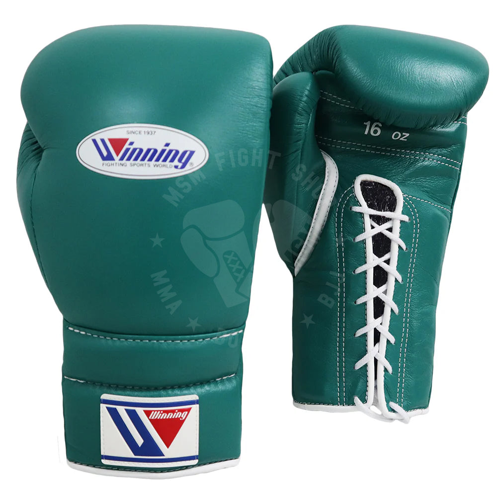 WINNING GLOVES CUSTOM LACE GREEN/WHITE – MSM FIGHT SHOP