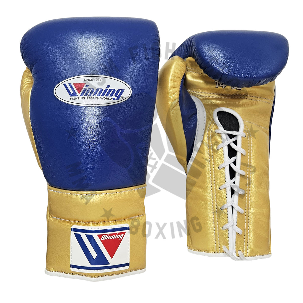 WINNING GLOVES CUSTOM LACE ROYAL BLUE/GOLD – MSM FIGHT SHOP