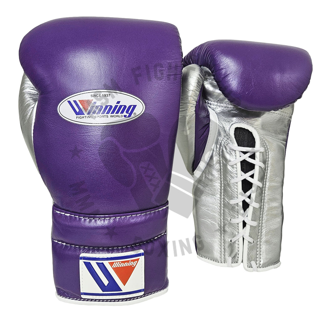 WINNING GLOVES CUSTOM LACE PURPLE/SILVER – MSM FIGHT SHOP
