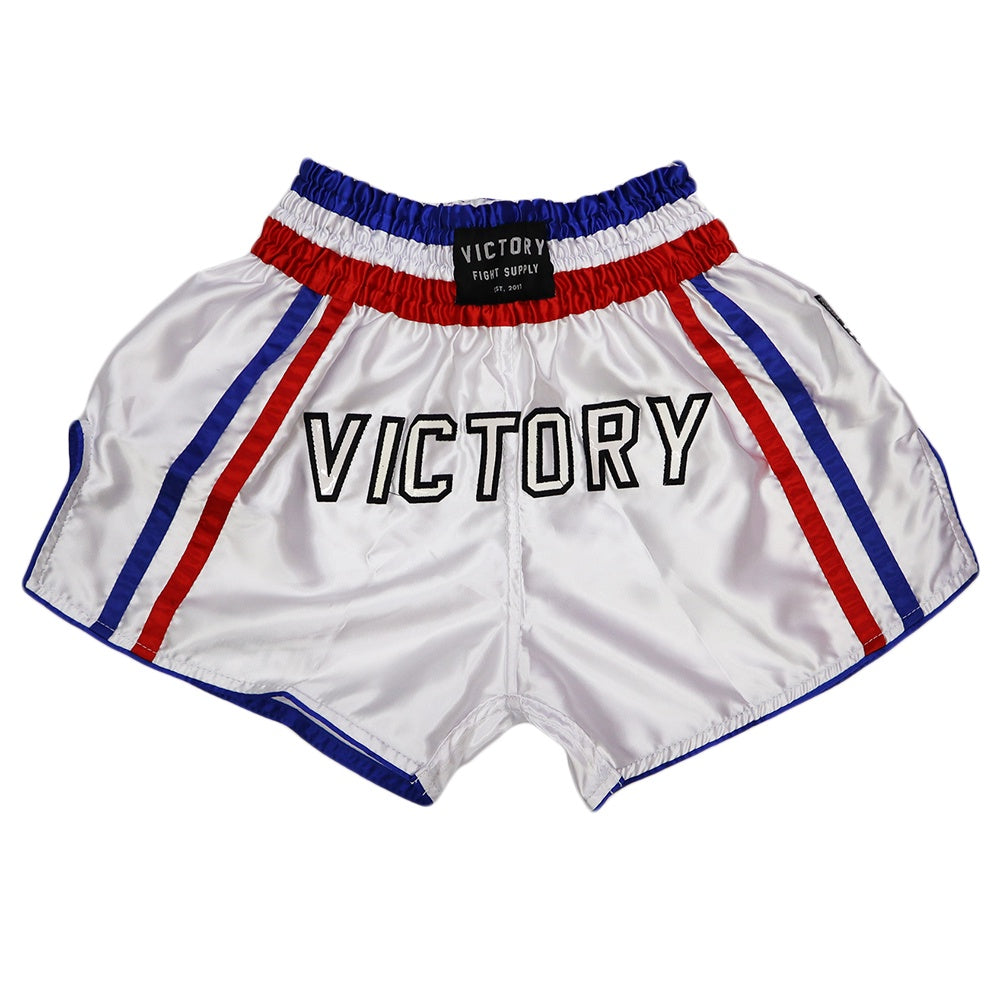 VICTORY MUAY THAI SHORTS IMPACT V2 WHITE/BLUE/RED – MSM FIGHT SHOP