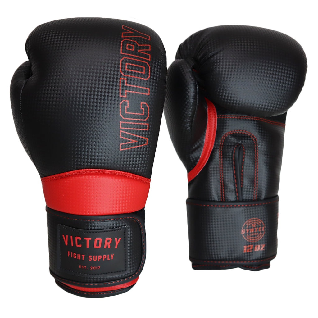 VICTORY GLOVES BOXING CARBON SYNTEC HOOK & LOOP BLACK/RED – MSM FIGHT SHOP