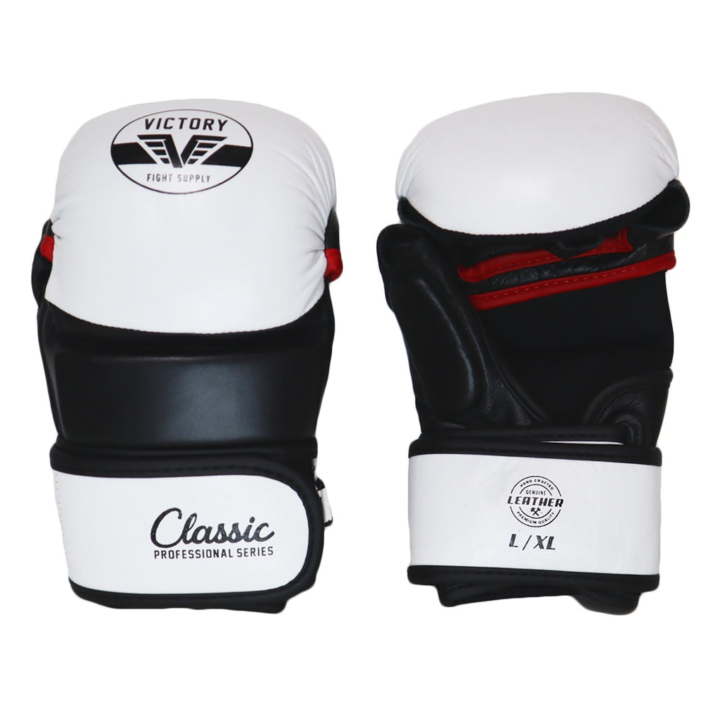 VICTORY MMA GLOVES SPARRING CLASSIC LEATHER WHITE/BLACK – MSM FIGHT SHOP