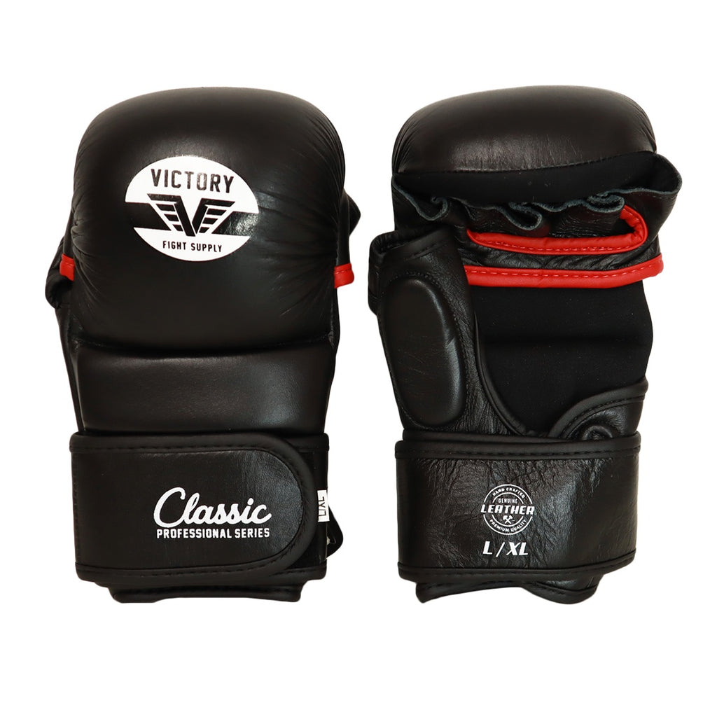 VICTORY MMA GLOVES SPARRING CLASSIC LEATHER BLACK/WHITE – MSM FIGHT SHOP