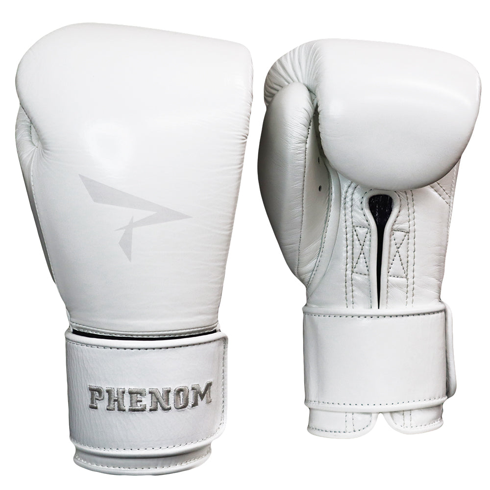 PHENOM BOXING GLOVES ELITE SG210S HOOK AND LOOP LEATHER WHITE – MSM ...